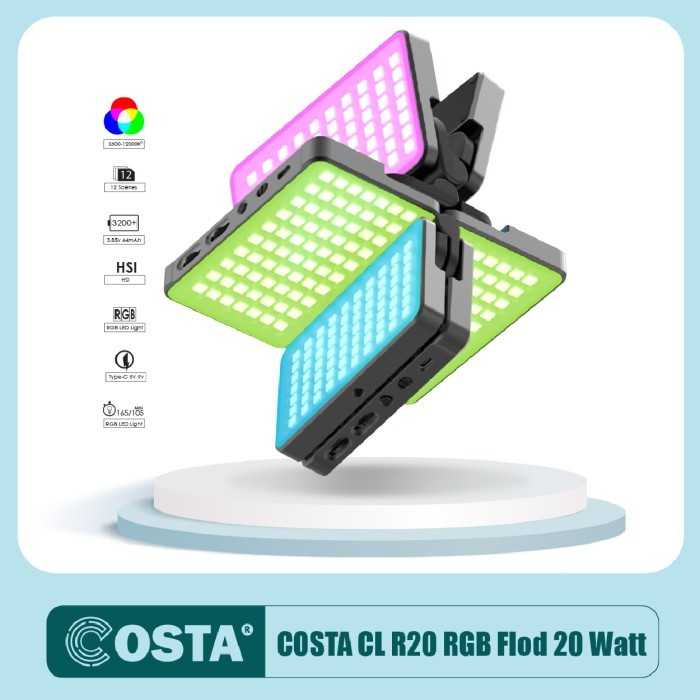Jual COSTA CL-R20 RGB LED Flood Light 20 Watt Video / Studio
