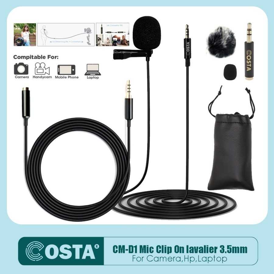 Jual COSTA CM-D1 Microphone Clip On 3.5mm Lavalier Mic | Jakmall.com