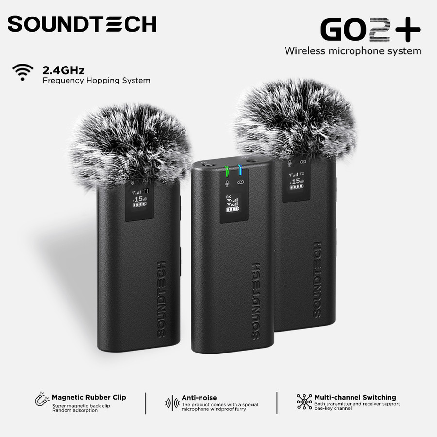 Jual SOUNDTECH GO2+ Wireless Microphone 2.4Ghz Dual-Channel Omni