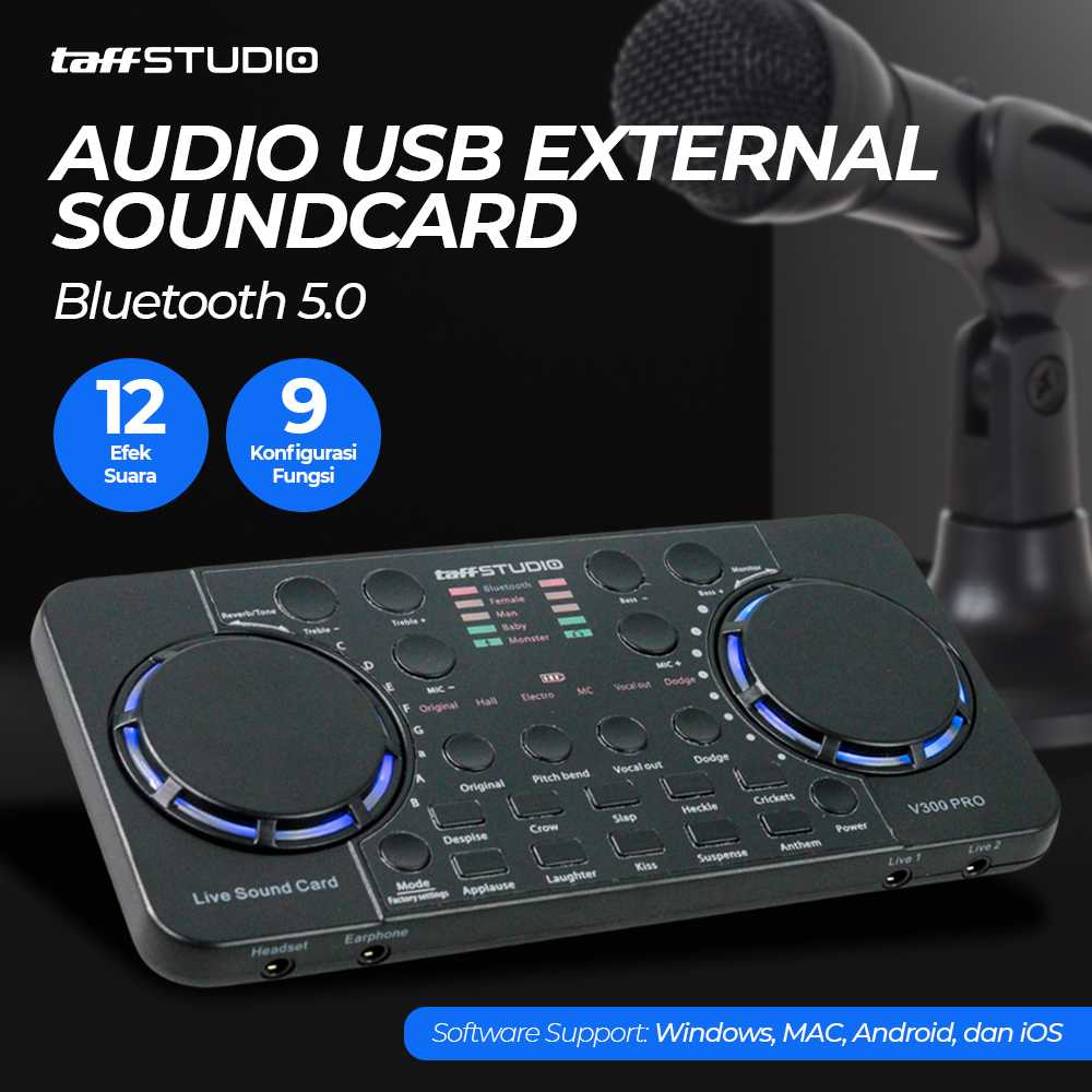 Jual TaffSTUDIO Audio Bluetooth USB External Soundcard Live