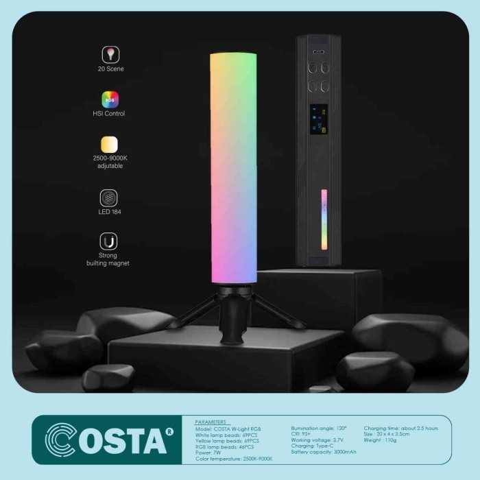 Jual COSTA W-Light RGB Light Tube Magnetic 20cm Handheld Ambient