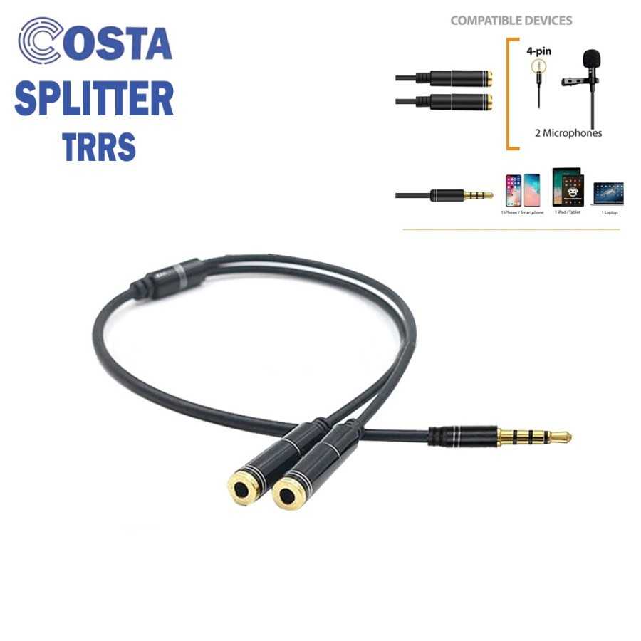 Jual COSTA Splitter Cable Connector Dual Microphone Mic TRRS