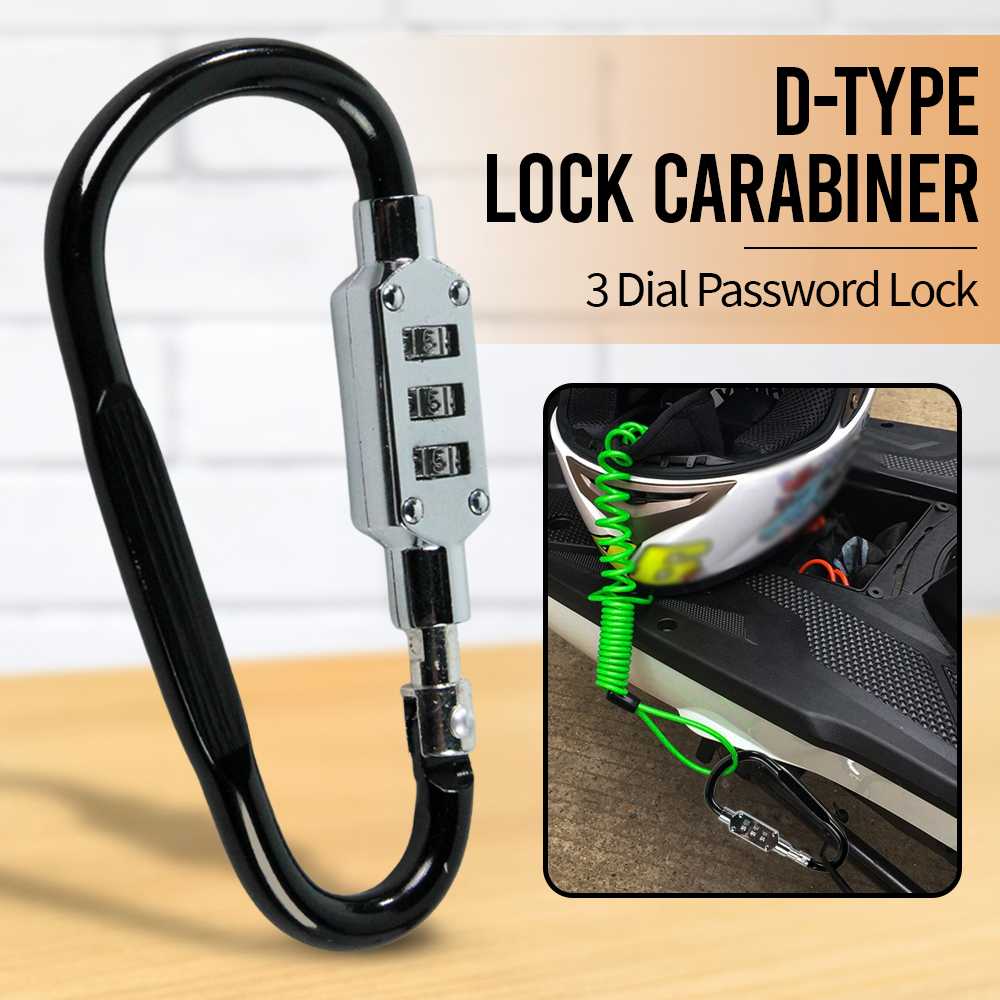 Jual CJSJ Aluminium Alloy D-type Lock Carabiner 3 Dial Password