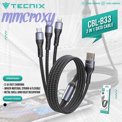 Jual Tecnix CBL-833 Kabel Data 3in1 Micro/Type-C/Iphone 3.1A