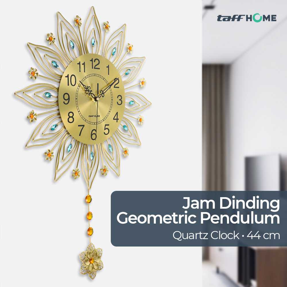 Jual TaffHOME Jam Dinding Bulat Quartz Clock Geometric Pendulum