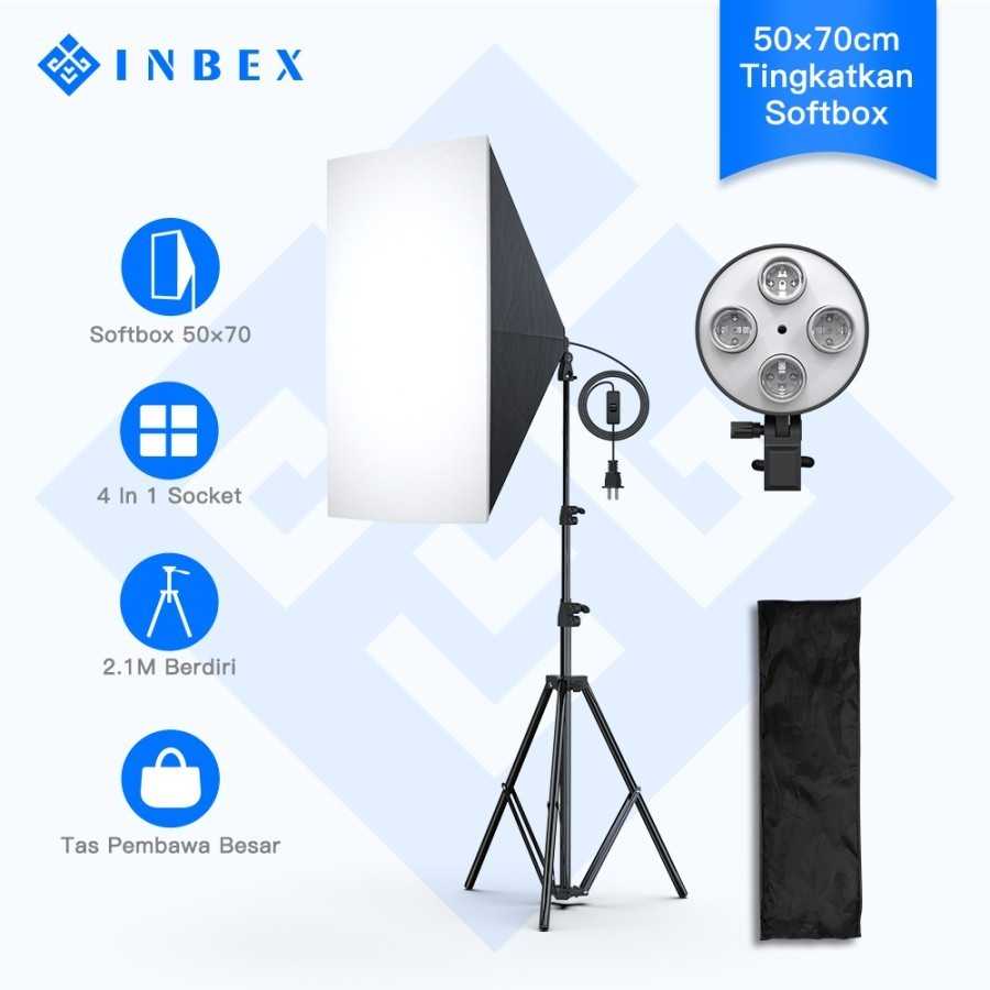 Jual INBEX 4 Socket E27 Light Bulb Softbox Photography 50x70cm