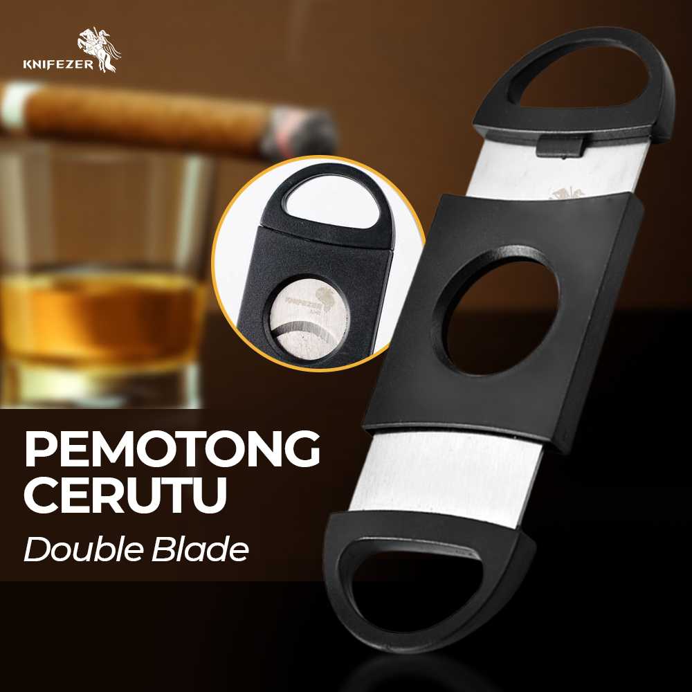 Jual KNIFEZER Pemotong Rokok Cerutu Cigar Cutter Double Blade