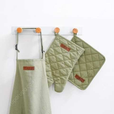 Jual Set 3pcs celemek dapur celemek masak dan sarung tangan oven
