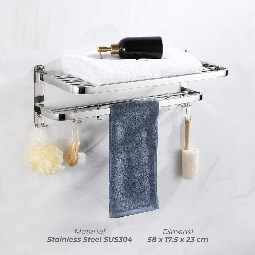 Jual CANRY Rak Dinding Kamar Mandi Gantungan Handuk Double Layer