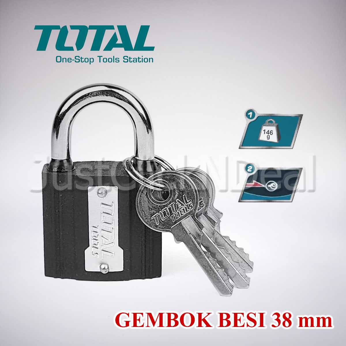 Jual TOTAL Gembok Besi 38 50 63 mm Iron Padlock | Jakmall.com