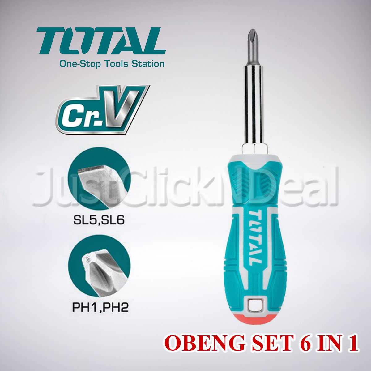 Jual TOTAL Obeng Bolak Balik Set 6 IN 1 Screwdriver | Jakmall.com