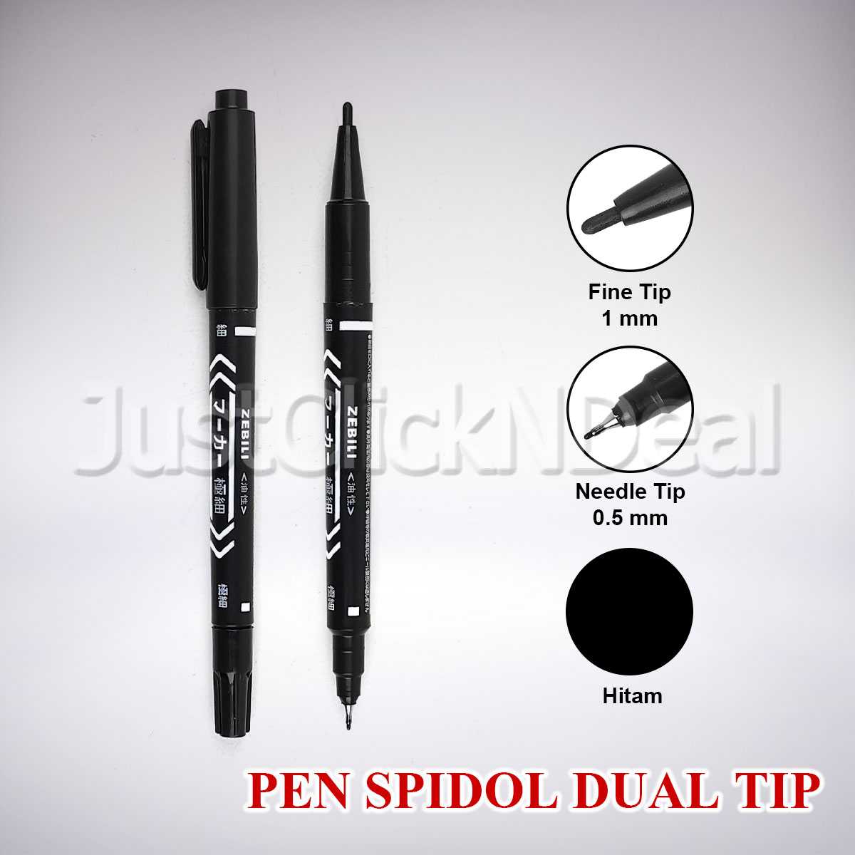 Jual Zebili Pen Spidol Hitam Dual Tip Waterproof Permanent Marker