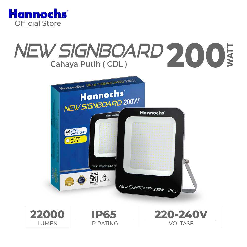 Jual Hannochs LED Flood Light New Signboard 200 watt CDL - Putih