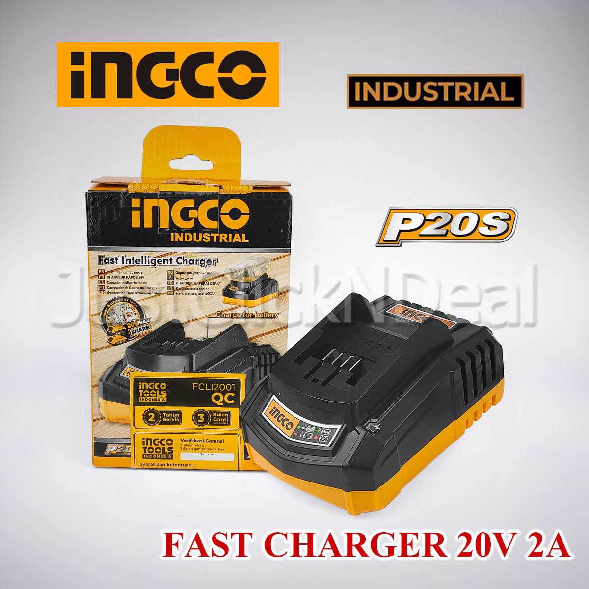 Jual Ingco Fast Intelligent Charger 20V 2A Baterai Cordless P20S