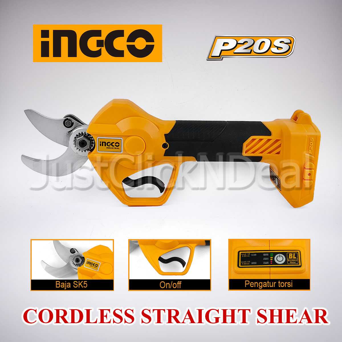 Jual INGCO Gunting Dahan Baterai Portable 20V P20S Cordless