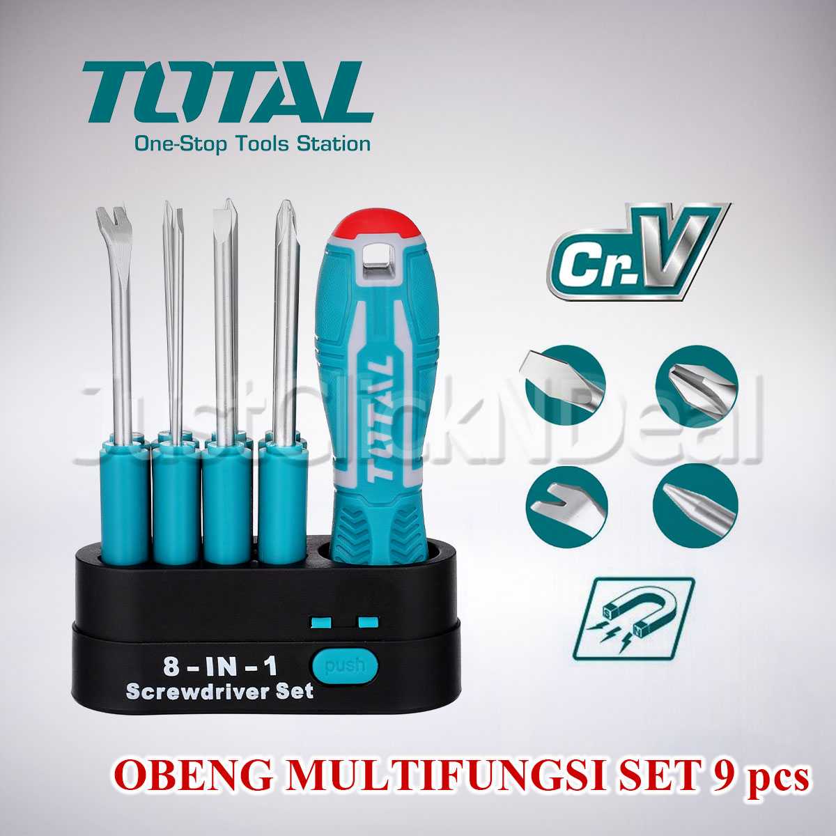 Jual TOTAL Obeng Multifungsi Magnet Set 9 pcs Interchangeable