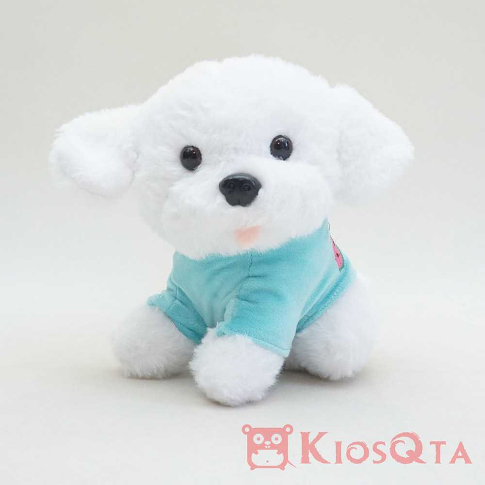 Jual boneka anjing lucu cute dog putih kaos bordir semangka biru