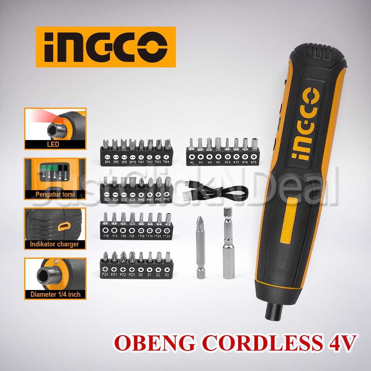Jual INGCO Obeng Cordless 4V Portable Screwdriver | Jakmall.com