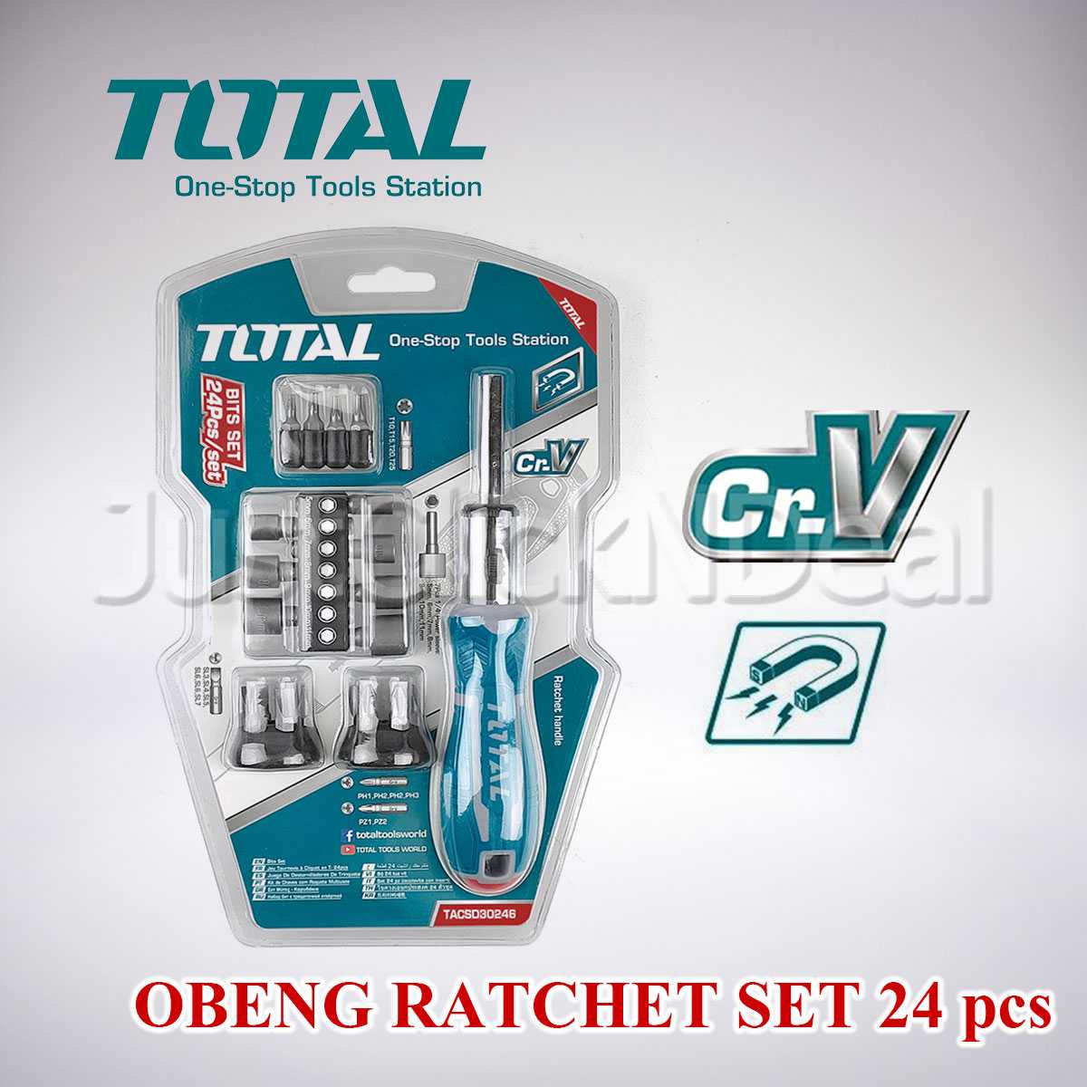 Jual TOTAL Obeng Ratchet Set 24 pcs Pozidriv Torx Bintang Plus