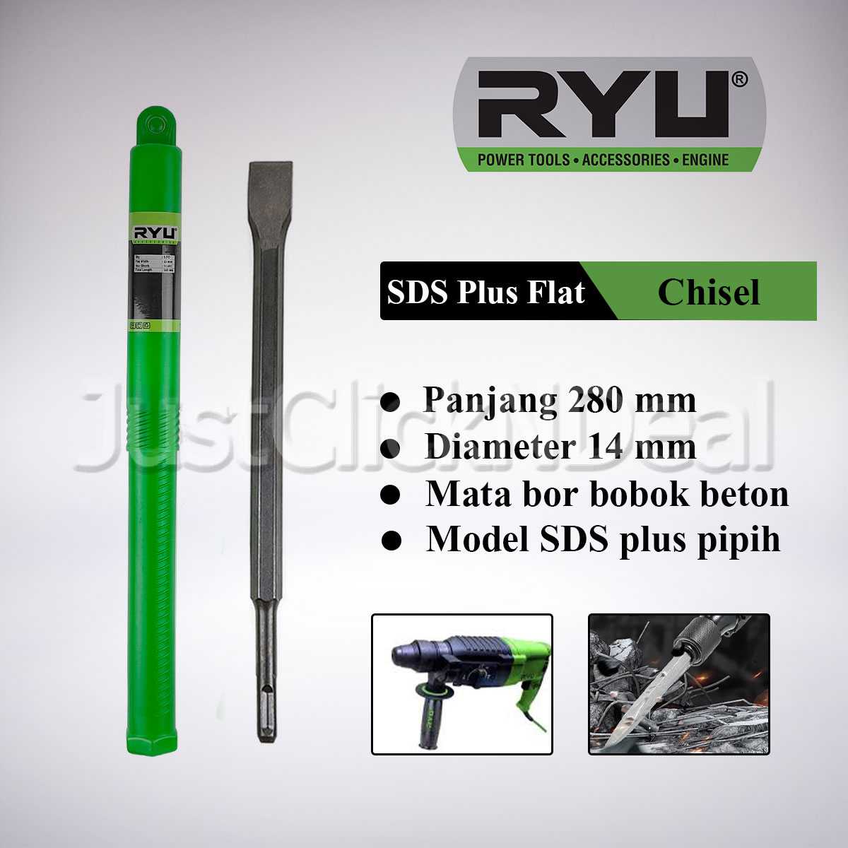 Jual Ryu SDS Plus Chisel 14 x 280 mm Mata Bobok Bor Pahat Beton