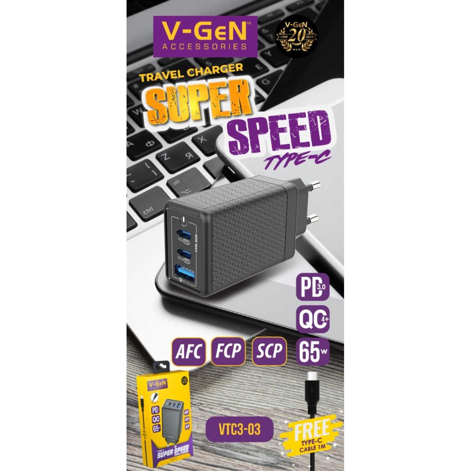 Jual V-GeN VTC3-03 65W Super Fast Charging Compatible with