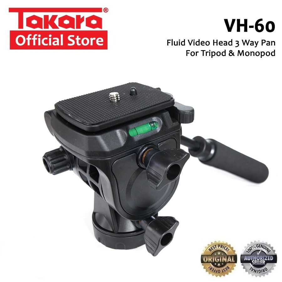 Jual Takara VH-60 Fluid Video Head 3 Way Pan Head Tripod Monopod