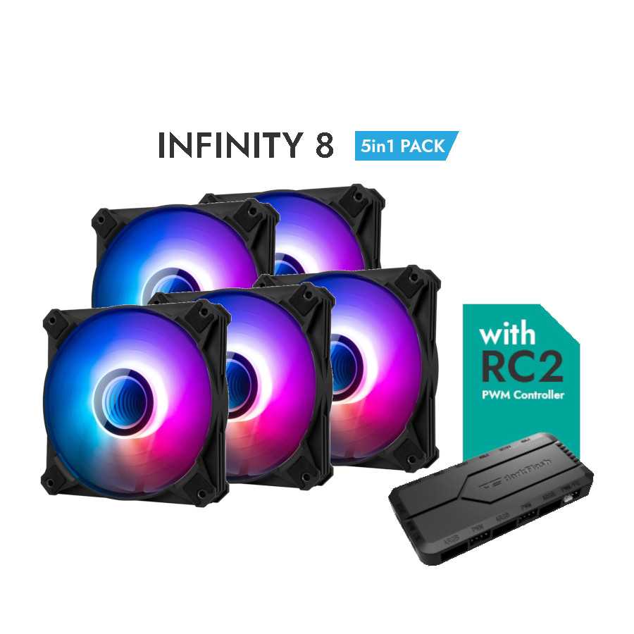 Jual aigo darkFlash Infinity 8 ARGB PWM Fan 5 Pack RC2 Controller