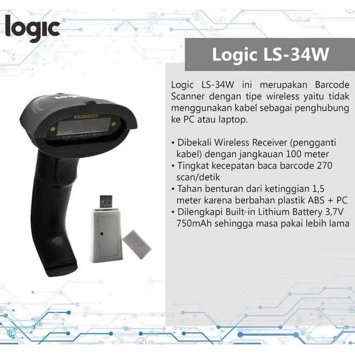 Jual Barcode Scanner Logic LS-34W 1D Wireless | Jakmall.com