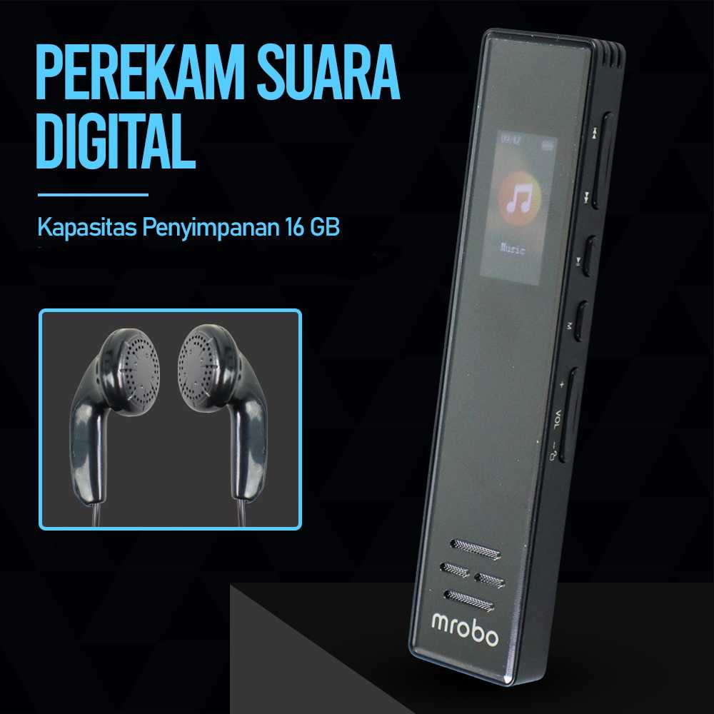 Jual MROBO Perekam Suara Audio Digital Voice Recorder 1536K 16GB