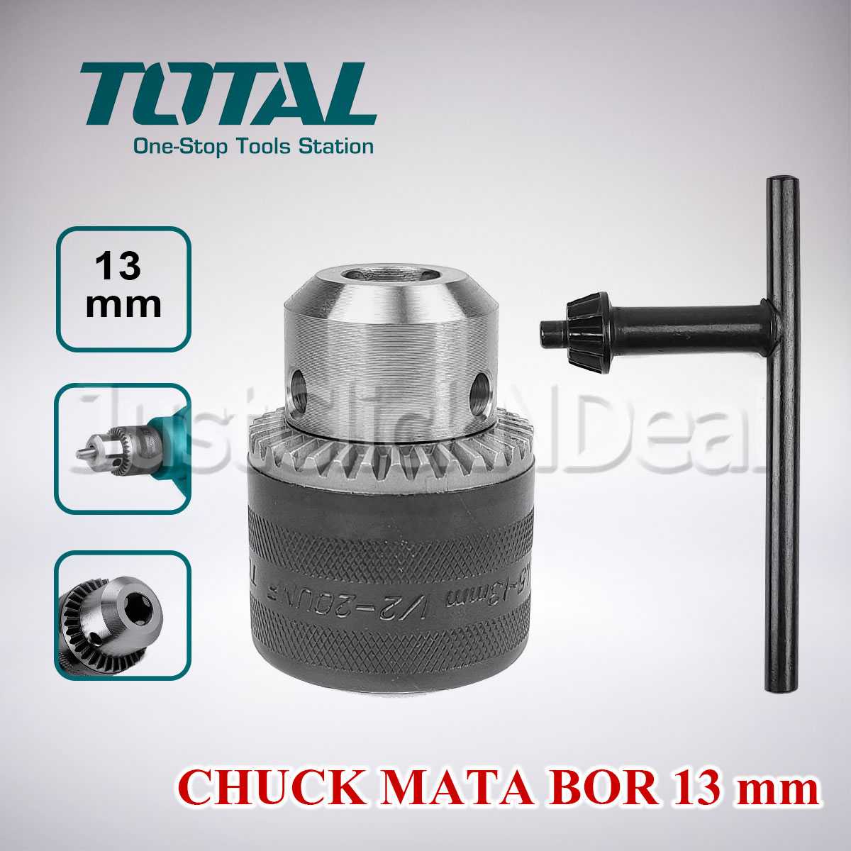 Jual TOTAL Kepala Kunci Mata Bor 13 mm 1/2 Inch Drill Key Chuck