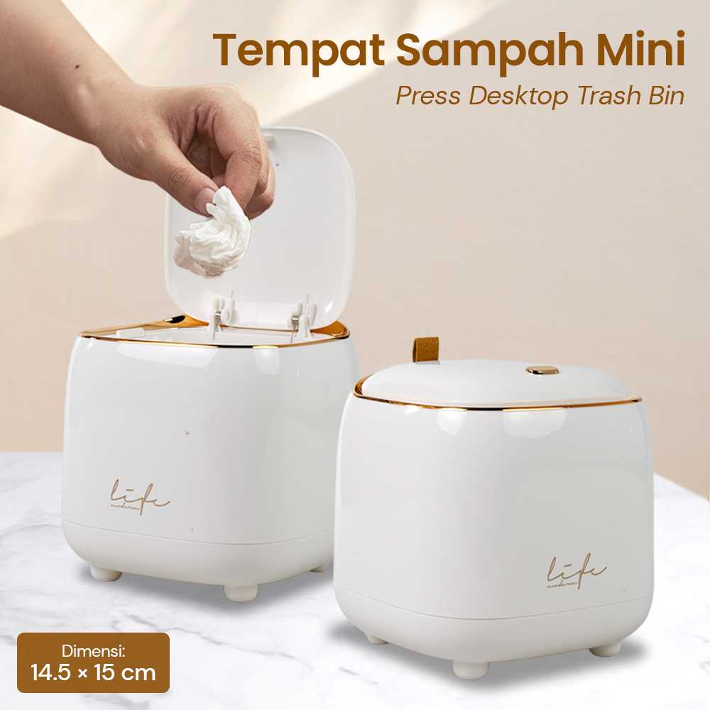 Jual WiYe Tempat Sampah Mini Mewah Press Desktop Trash Bin