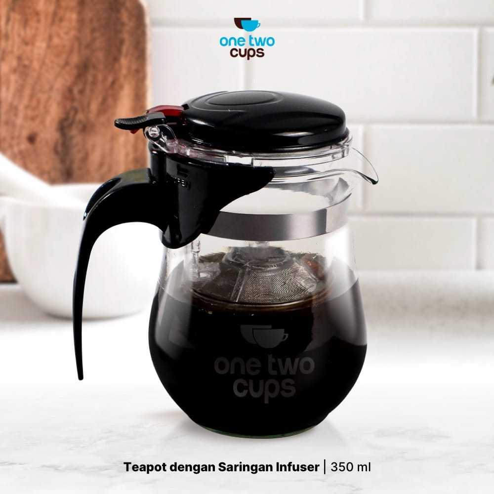 Jual One Two Cups Teko Teh Kopi Kaca Tahan Panas dengan Saringan