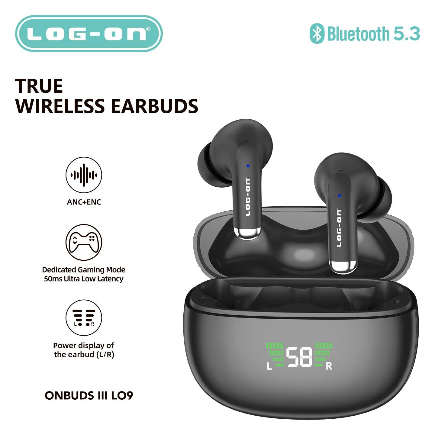 Jual LOG ON TWS WIRELESS EARPHONE ONBUDS III LO9 BT5.3 TRUE