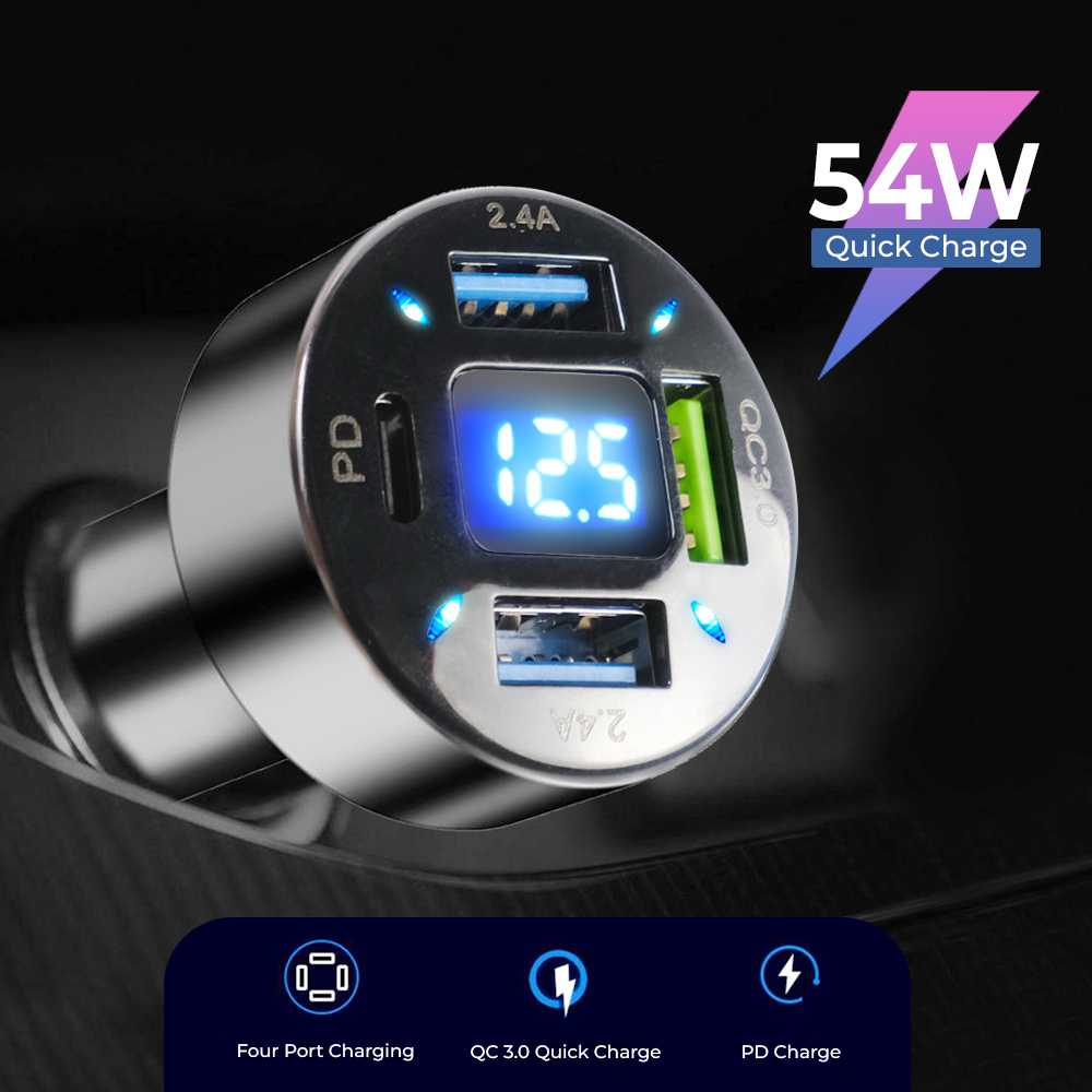 Jual Iriisy Car Charger Mobil USB Type C Quick Charging 4 Port