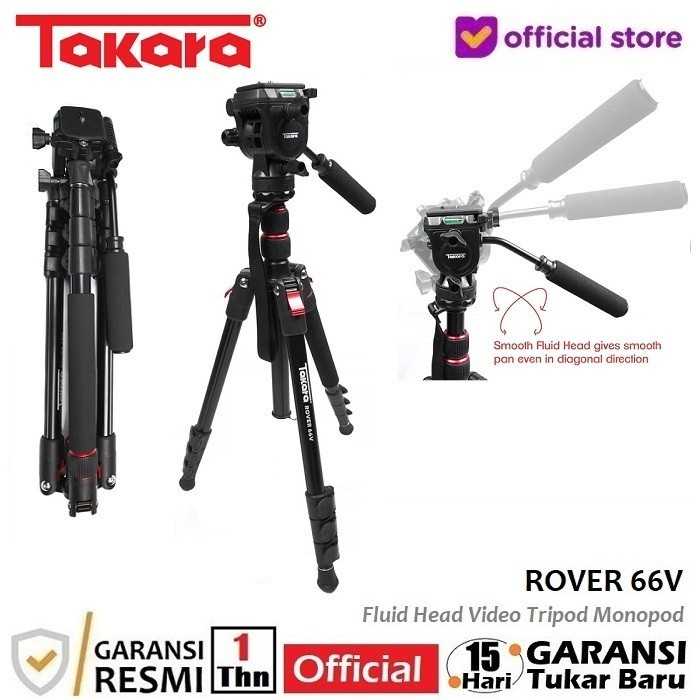 Jual Takara ROVER 66V Fluid Head Video Compact 2 in 1 Tripod