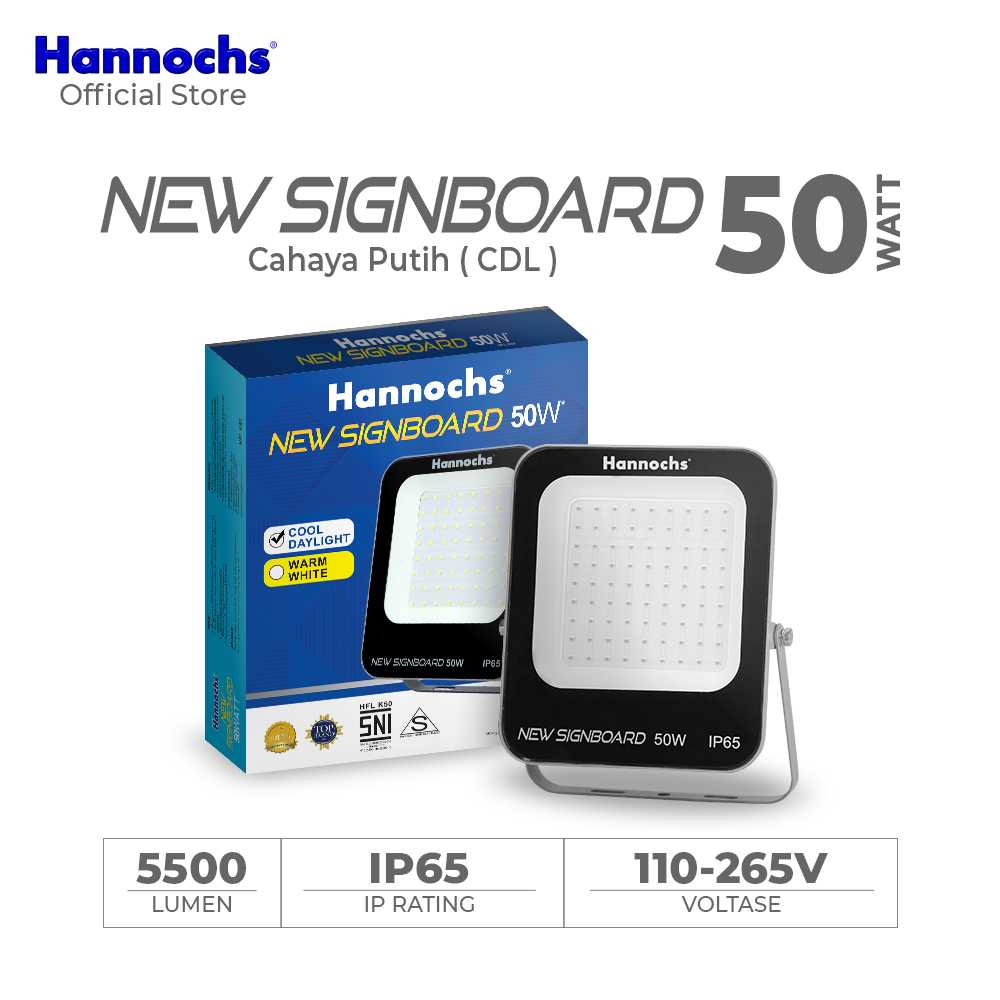 Jual Hannochs LED Flood Light New Signboard 50 watt CDL - Putih