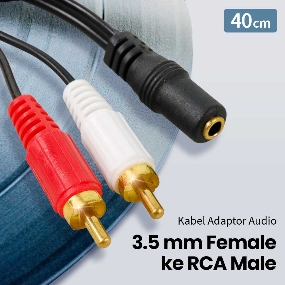 Jual Kabel Adaptor Audio 3.5mm Female ke RCA Male HiFi 40cm