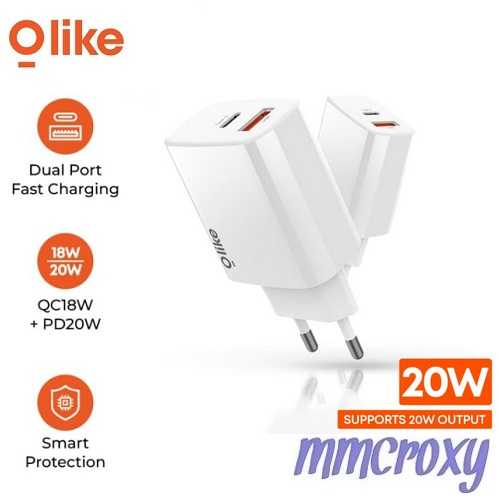 Jual Olike C400 Adapter Charger Dual Port USB-A USB-C PD 20W
