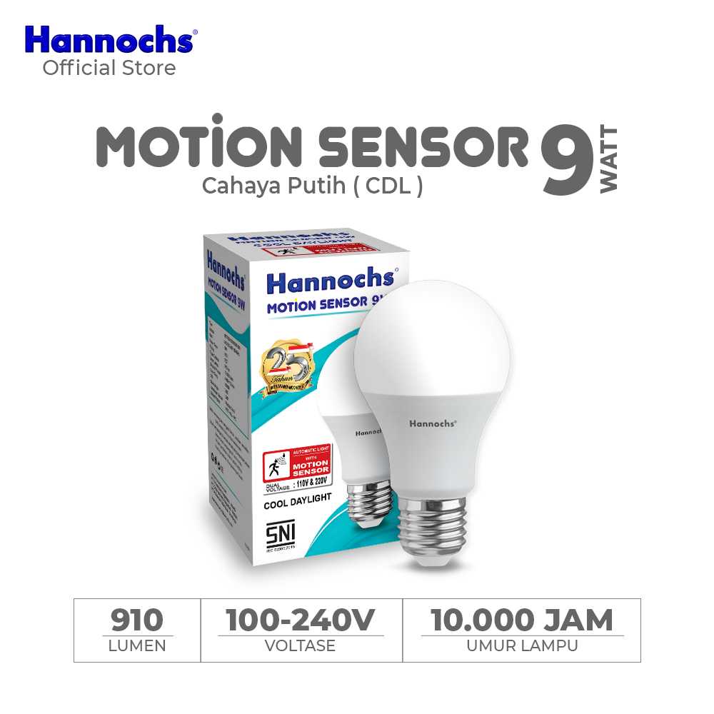 Jual Hannochs - Lampu LED Sensor GERAK - 9 watt - cahaya Putih Jual Hannochs - Lampu LED Sensor GERAK - 9 watt - cahaya Putih