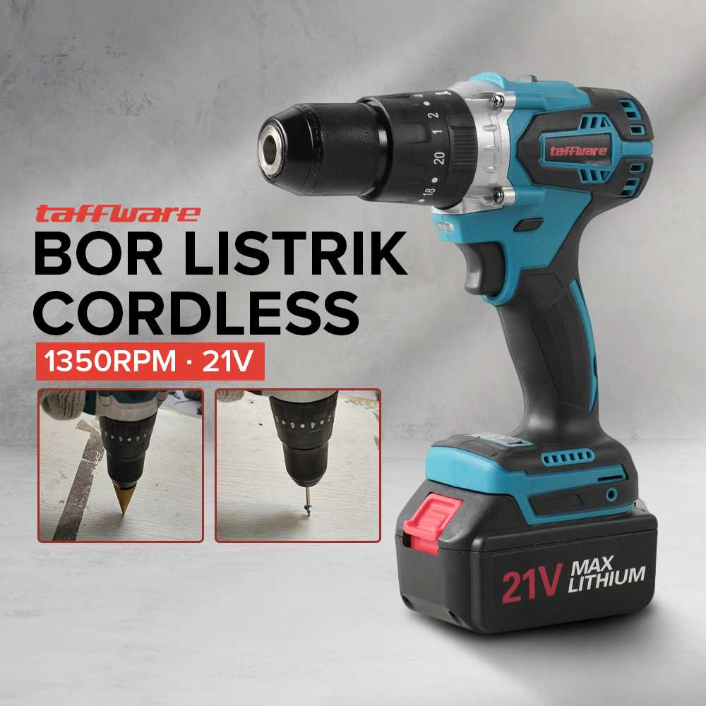 Jual Taffware Bor Listrik Cordless Brushless 1350RPM 21V - LB176