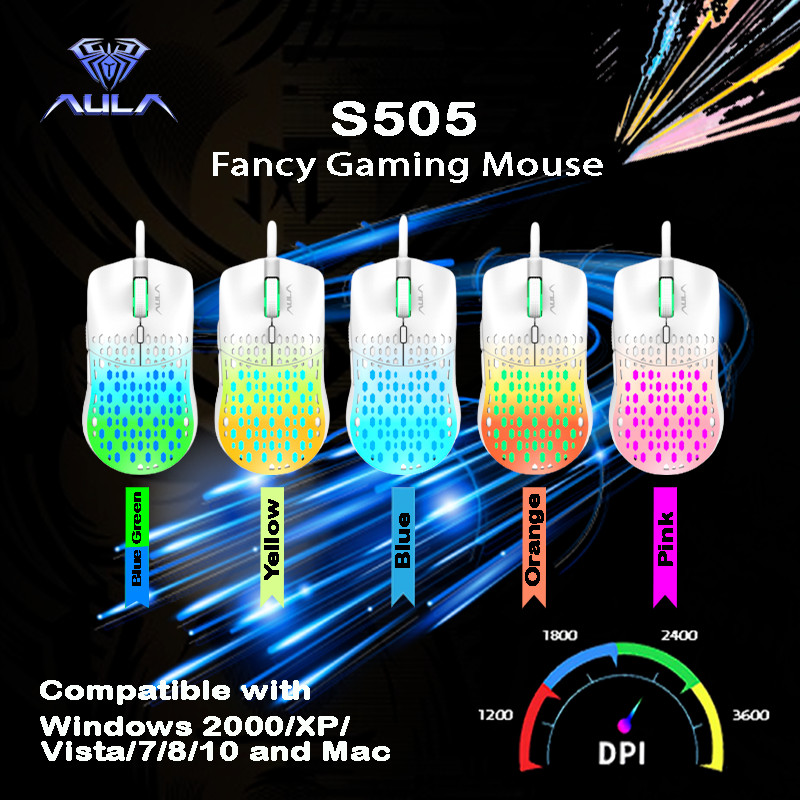 Jual Mouse Gaming Honey Comb AULA S11 PRO- RGB LED - 3600DPI
