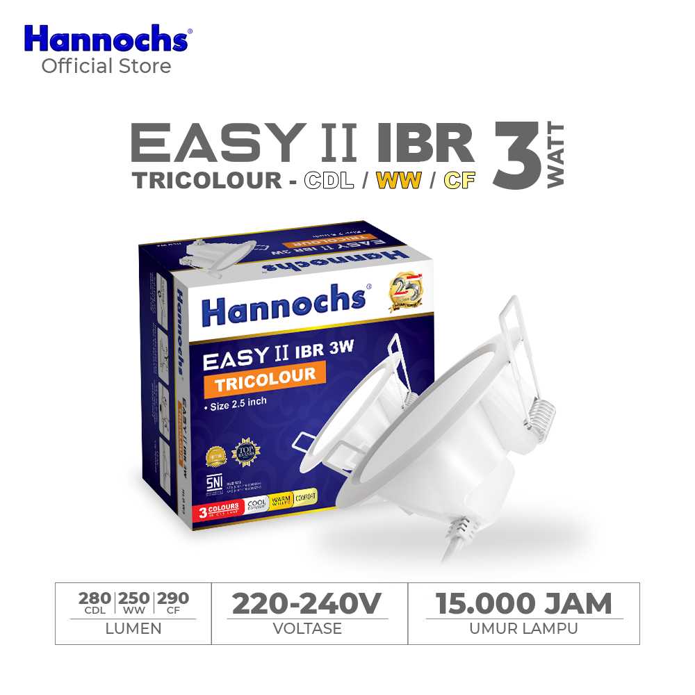 Jual Hannochs Downlight LED EASY II 3W IBR Tricolour INBOW