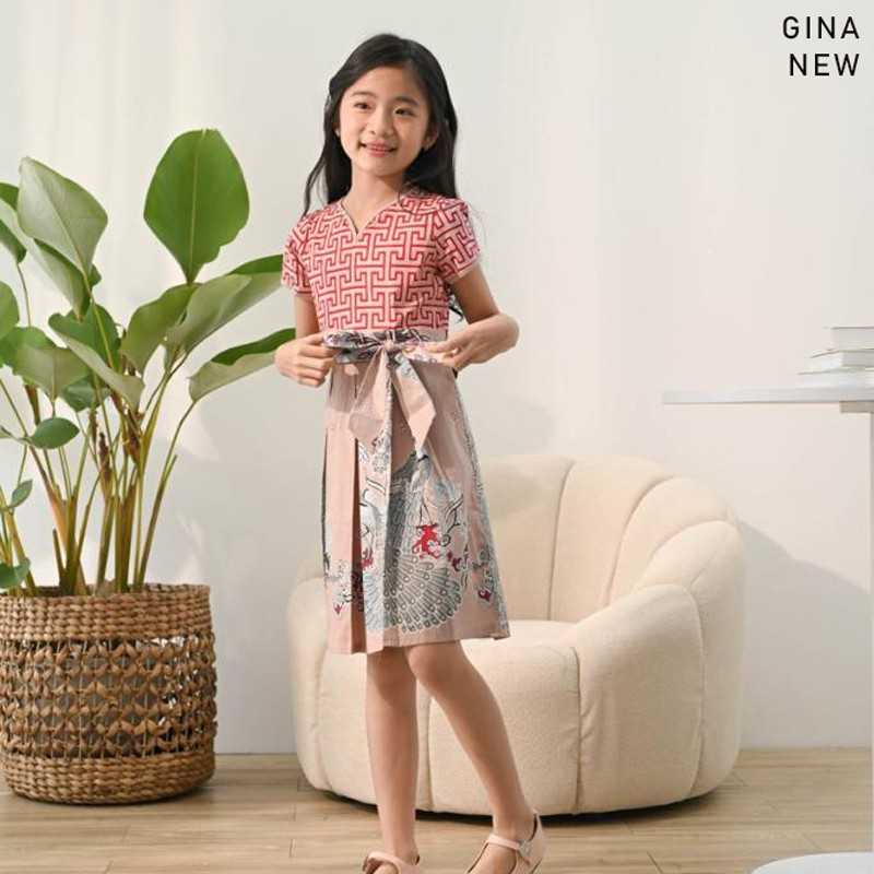 Jual Gina Dress Batik Anak Perempuan Pita Couple Family Set Baju