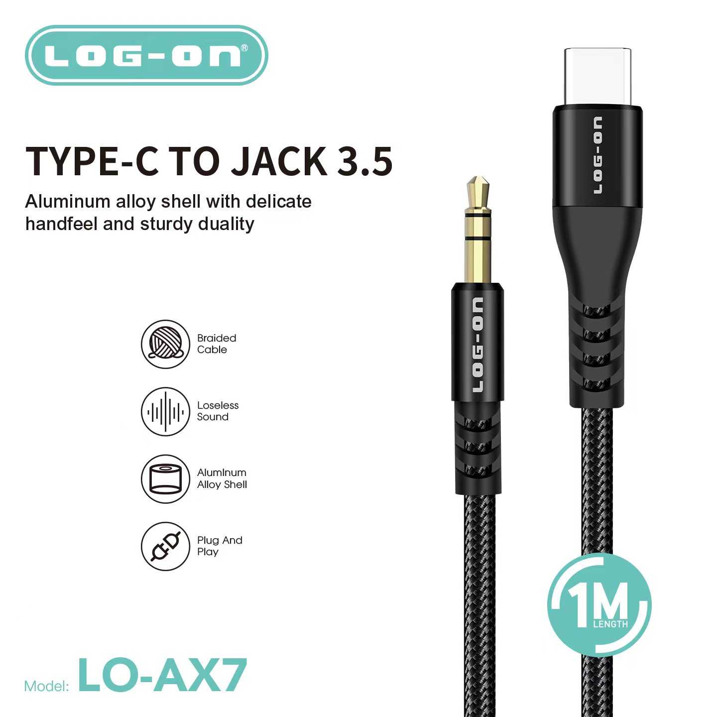 Jual LOG ON KABEL AUX AUDIO TYPE C TO JACK 3.5MM LO-AX7 | Jakmall.com