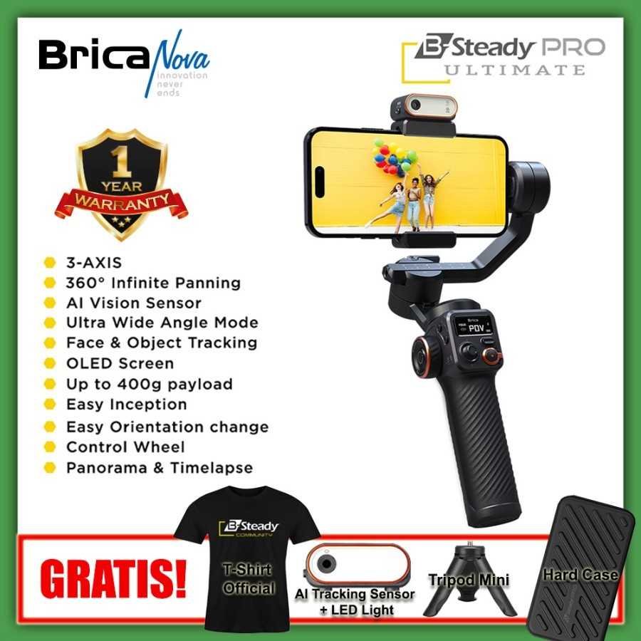 Jual Brica B-Steady PRO Ultimate 3-Axis Gimbal Stabilizer
