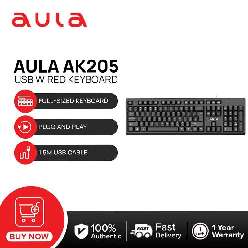 Jual Aula AK205 Wired Keyboard Membrane / Keyboard Office