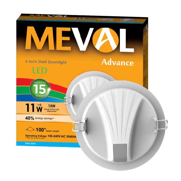 Jual MEVAL - LED Downlight Shell 6 inch 11W - Round, Putih
