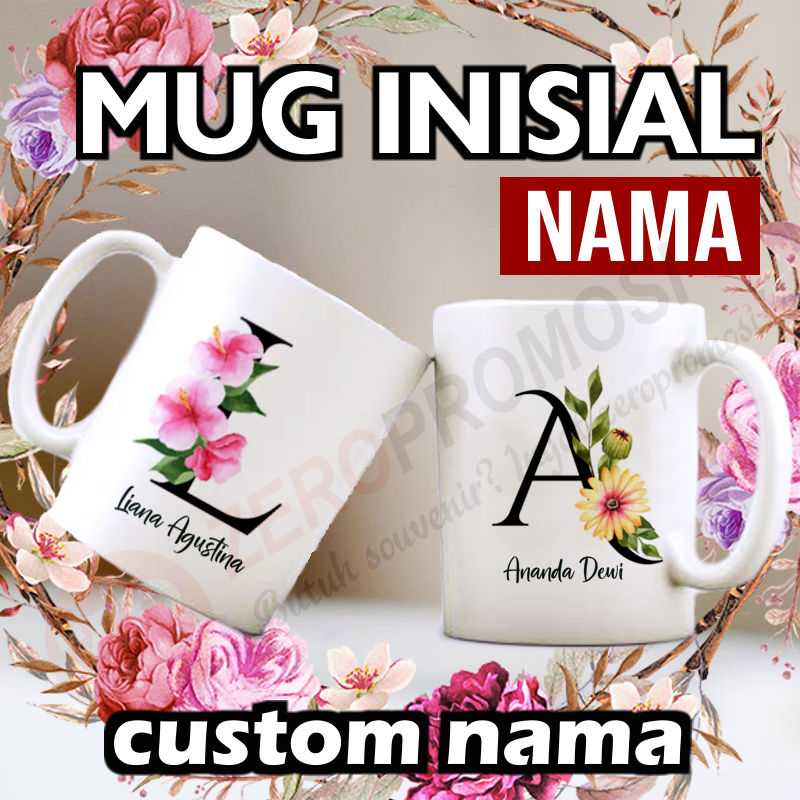 Jual Mug Inisial Nama Tema Bunga Flower - Custom Nama | Jakmall.com
