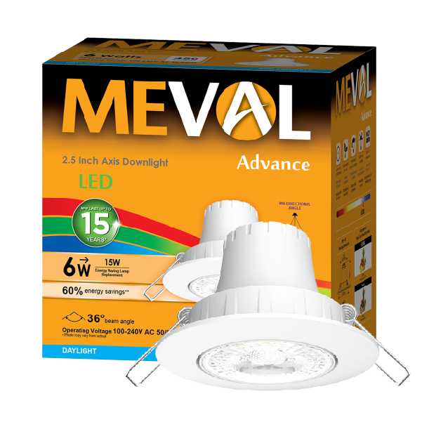 Jual MEVAL - LED Downlight Axis 2.5 Inch 6W - Round, Putih