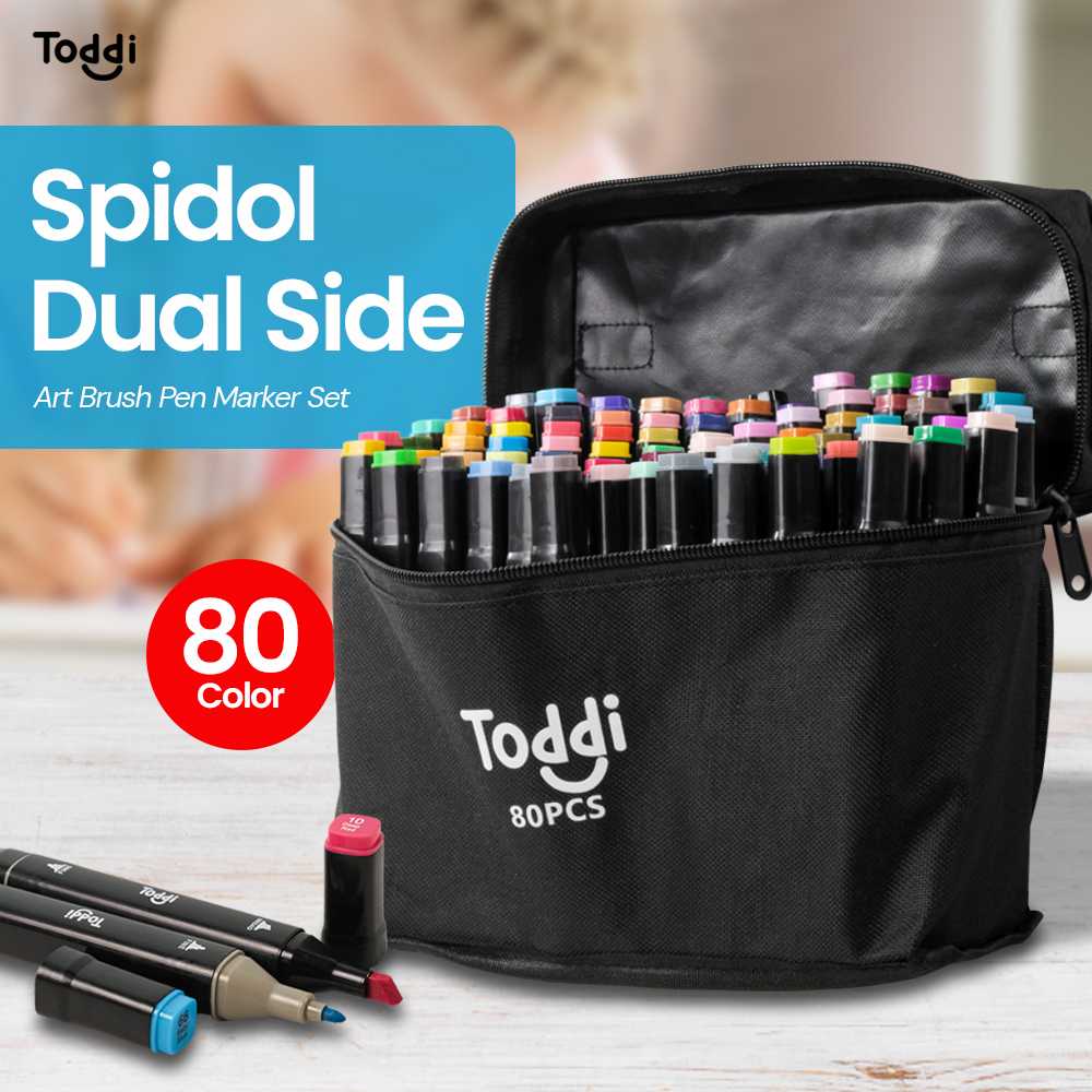 Jual Toddi Spidol Dual Side Fine Art Brush Pen Art Marker Set 80